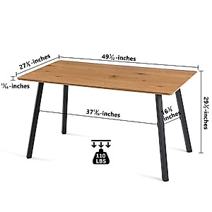 Homedot 49" Retangle Dining Table for 4-6 Person, Modern Faux Wood Kitchen Table Home Desk Dinner Table Wipe Clean MDF Living Room Table with Metal Frame for Home Kitchen Restaurant
