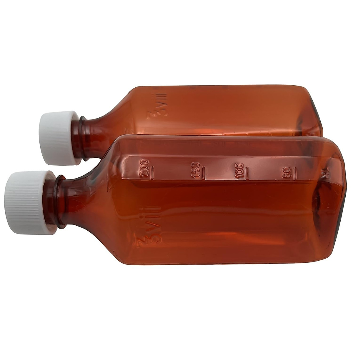 Sandhill Tools Premium Oval Plastic Liquid Medicine Bottles with Child Resistant Caps 8 Oz (240 ml), Pharmacy Leak Proof Travel Graduated Empty Containers (Pack of 6)