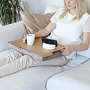 Natural Wooden Lap Tray - Natural Wood and Cushion