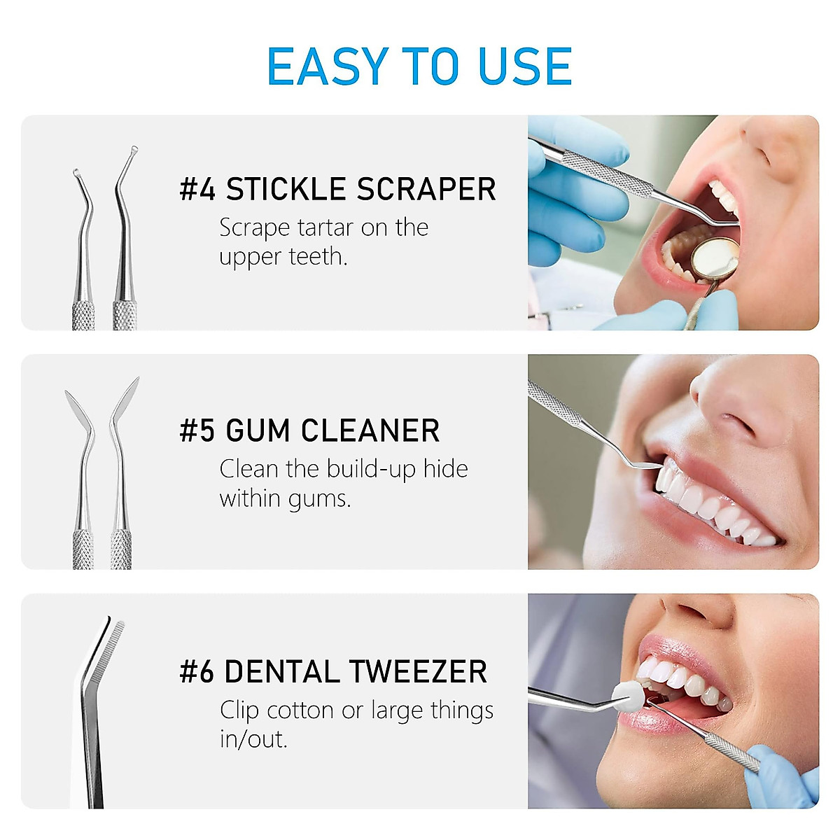 Plaque Remover for Teeth Portable Dental Tools Stainless Steel Dental Picks for Teeth Cleaning Oral Care for Adults Kids and Pets Tartar Remover for Teeth with Case for Daily Use