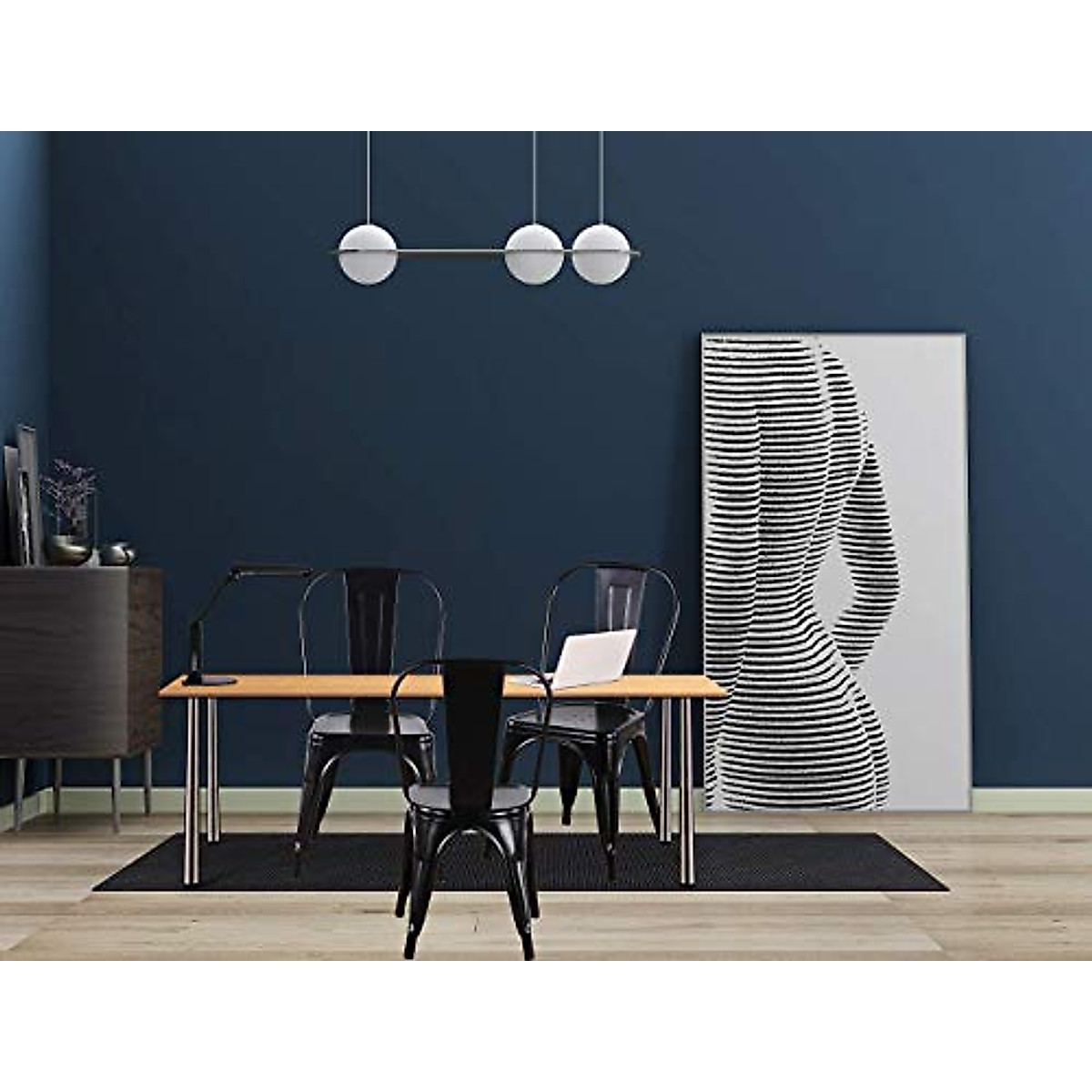 BubbleDragon Set of 4 Metal Outdoor Chairs for Indoor & Outdoor Dining Chair Patio Chairs Navi Kitchen Restaurant Stable Metal Chairs (Black)