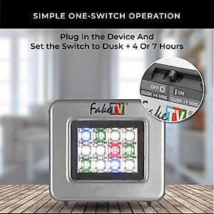 FakeTV – FTV-11 - Advanced Burglar Deterrent Device – Widescreen Realistic Television Simulator with Reflective Lens - Dummy Home Security Device with Lights – Protect Your House & Valuables