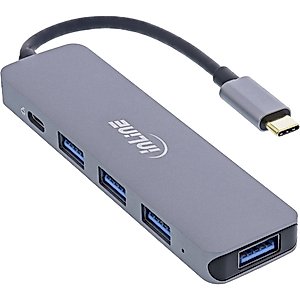 InLine USB 3.2 USB Type C Multi Hub (4X USB-A 5Gb/s + USB Type-C (Data/PD 87W), OTG, Aluminium Housing, 33271L