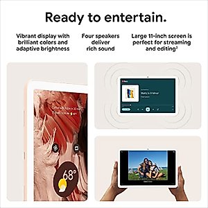 Google Pixel Tablet with Charging Speaker Dock - Android Tablet with 11-Inch Screen, Smart Home Controls, and Long-Lasting Battery - Hazel/Hazel - 128 GB