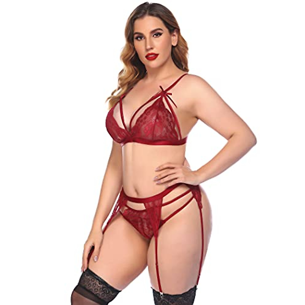 Avidlove Women Lingerie Set Plus Size with Garter Belts Sexy Bra and Panty Underwear Lingerie Sets