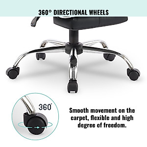 Belandi Home Office Chair with Footrest, High-Back PU Leather Computer Desk Chair, Executive Rolling Swivel Chairs with Leg Rest and Double Thick Cushion, Black Office Chair (Black)