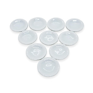 ChangThai Design Very Tiny ⅝ Inch Diameter White Round Ceramic Plate 10 Pieces Set - Miniature Tableware Tray Bowl Crockery Cutlery Kitchenware Handmade Mini Porcelain Decorative Collectible Gifts