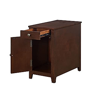 Ball & Cast End Table with Charging Station Chair Side Table Built-in USB Ports & Outlets, Dark Brown