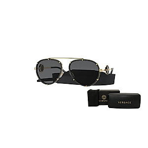 Versace VE2232 143887 61MM Black/Dark Grey Pilot Sunglasses for Women + BUNDLE With Designer iWear Eyewear Kit