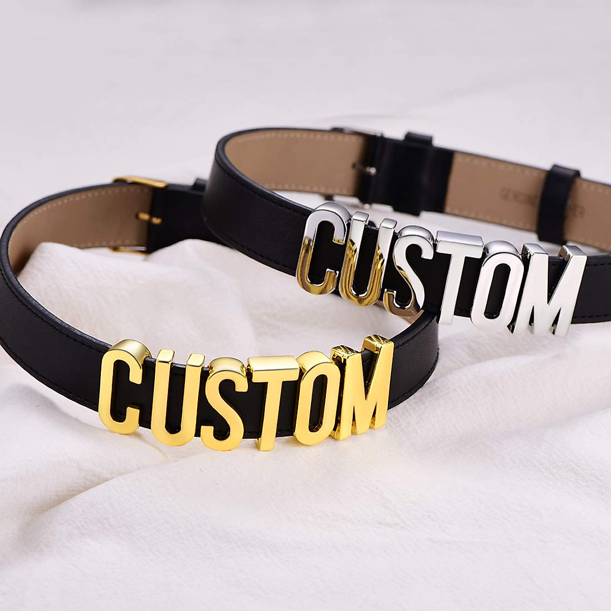 U7 Thick Choker for Women 19MM Wide Personalized Neck Collar Thick Leather Necklace with DIY Initials Name Chokers 14 to 17 Inch