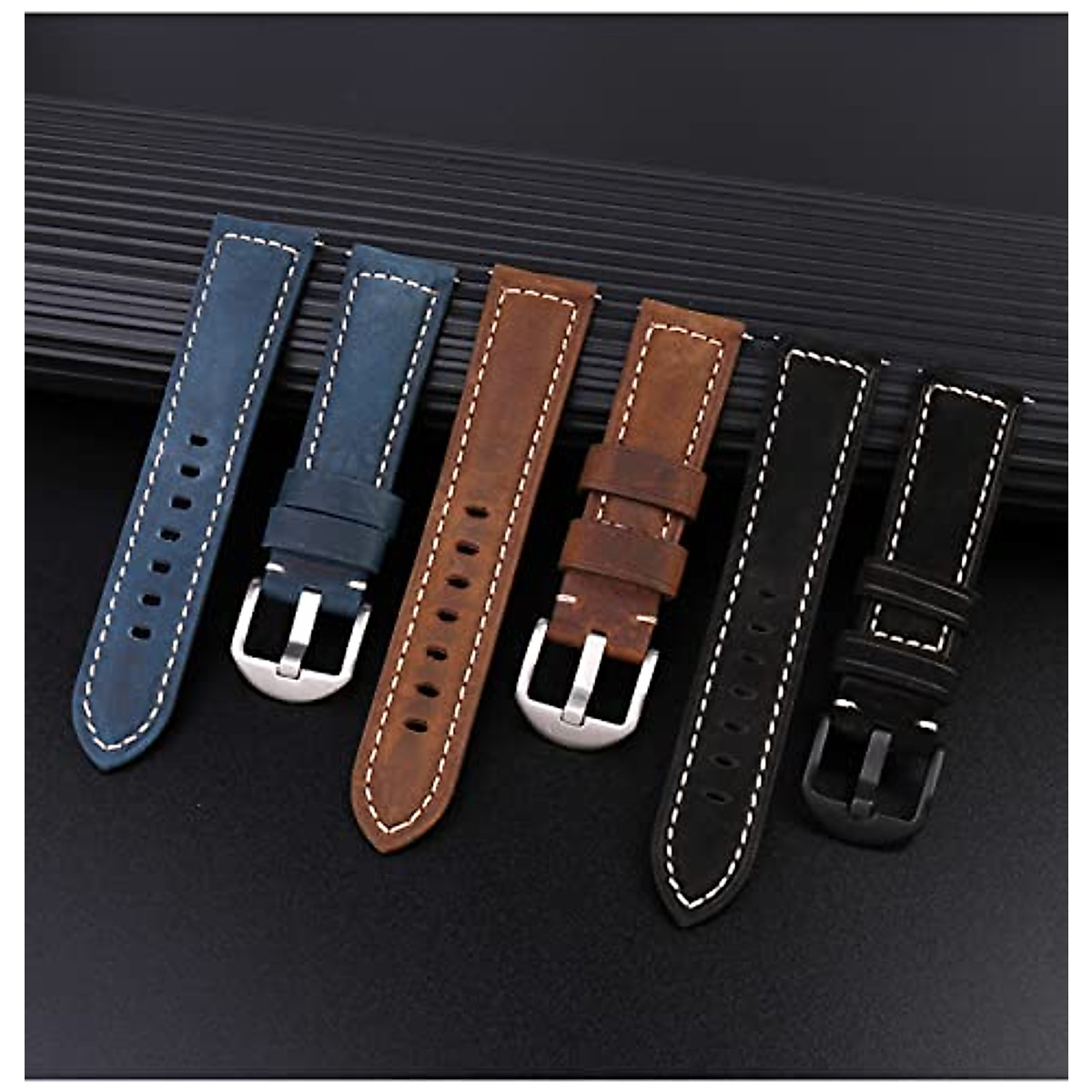 Bands for Moonswatch Watch,Leather Strap Compatible with Omega X Swatch Moonswatch Speedmaster/Rolex/SEIKO Etc 20mm Watch,Quickly Release Swatch Omega Moonswatch Leather Replacement Band