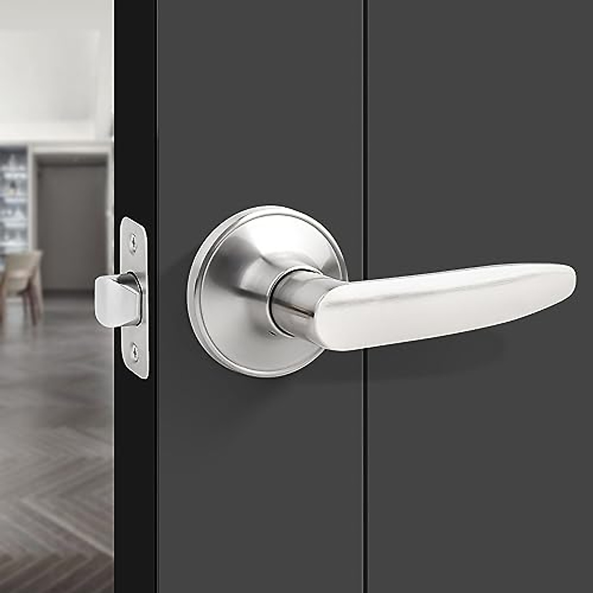 Gaurqiah Passage Door Handle, Passage Function Door Lever,Reversible Door Lever for Hallway or Closet,Satin Nickel Finish