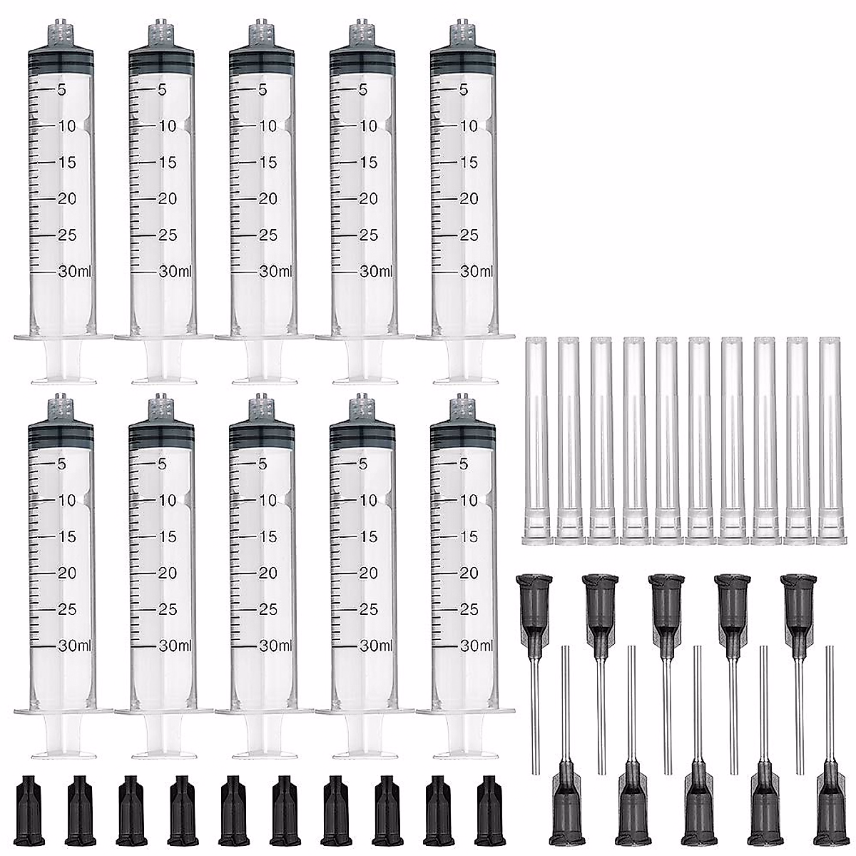 10 Pack 30ml Syringes with 16Gx1.0'' Blunt Tip Fill Needles and Storage Caps(Luer Lock)