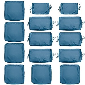 Kimunuk 14 Pcs Outdoor Cushion Slipcovers Outdoor Patio Cushion Covers Replacement Waterproof with Zipper for Outdoor Furniture, Patio Sofa Couch 3 Sizes, Covers Only