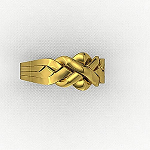 OFLIUM 4 Band 14K Yellow Gold Plated Classical Handmade Puzzle ring 925 Sterling Silver interlocking Knott Ring Women Men Unique ring INCLUDED INSTRUCTION (10.5)