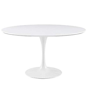 Hawthorne Collections Mid-Century Mordern 54" Round Dining Table Pedestal Base in White