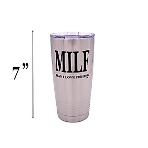 Rogue River Tactical Large Funny Fishing 20 Ounce Travel Tumbler Mug Cup w/Lid MILF Man I Love Fishing Fishing Gift Fish