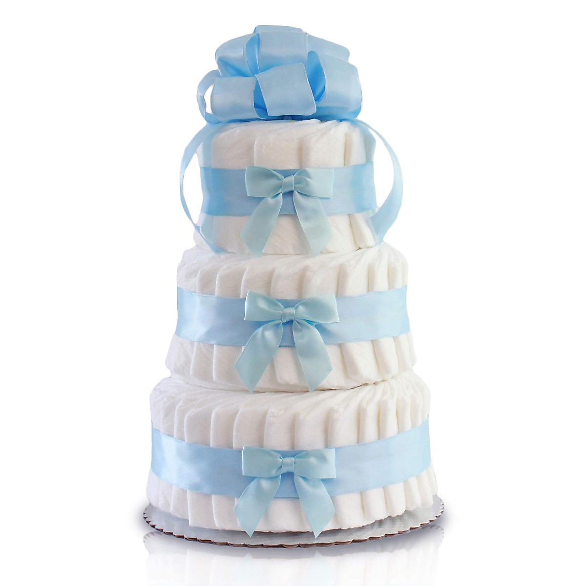 Classic Pastel Baby Shower Diaper Cake (3 Tier, Blue)
