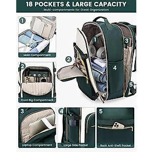 LOVEVOOK Large Travel Backpack for Women & Men, Carry on Backpack Airline Approved, TSA Personal Item Travel Bag fits 17" Laptop, 40L Waterproof Travel Essentials Sports Backpack with 3 Packing Cubes