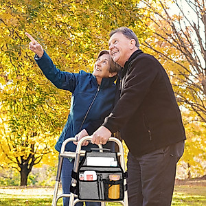 supregear Side Walker Bag, Walker Accessories Bag w/Cup Holder, Folding Walker Basket Waterproof Walker Organizer Caddy Pouch for Most Walker with Side Bar for Seniors, Elderly, Double Sided