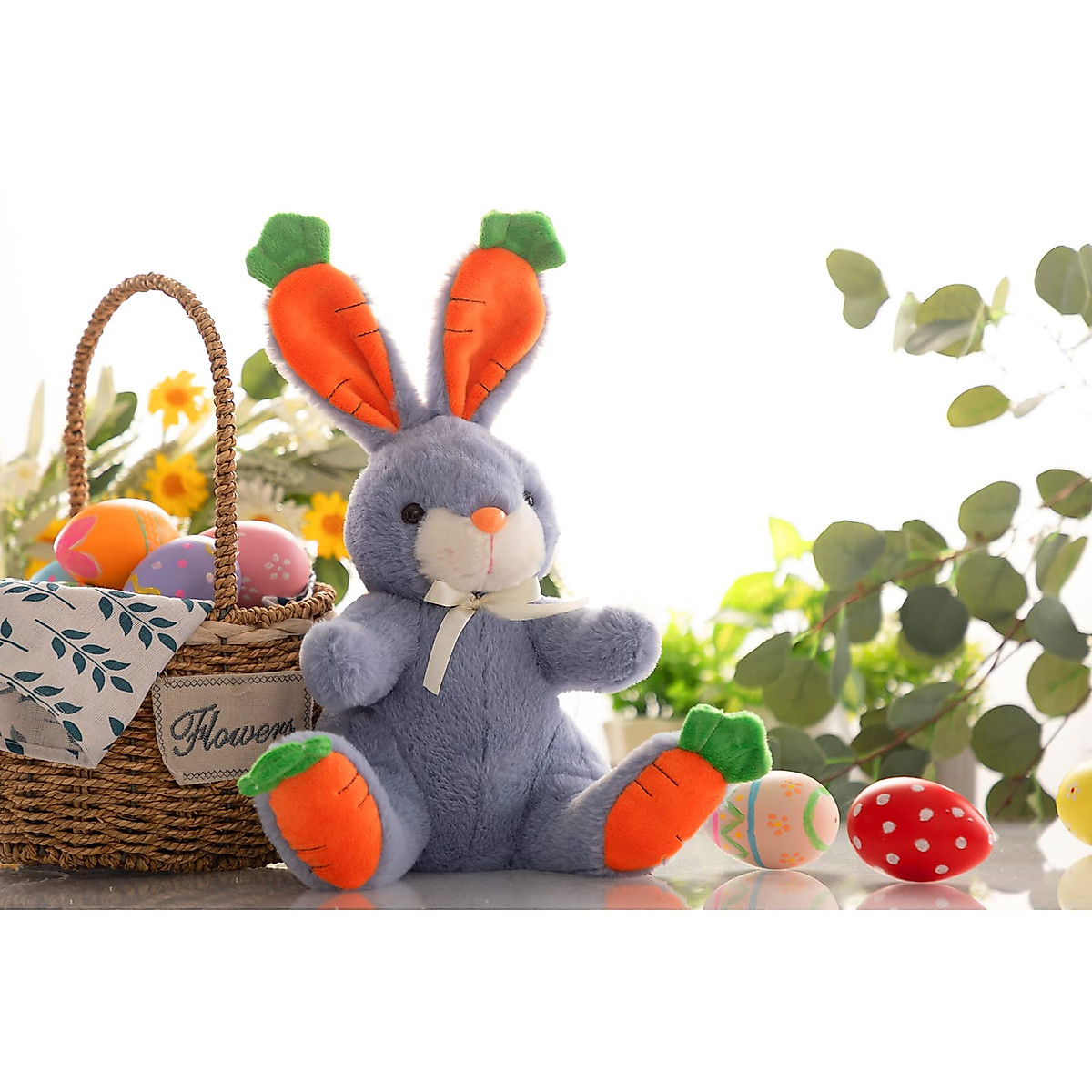 HollyHOME Plush Bunny Stuffed Animal Cute Carrot Rabbit Plush Birthday Easter Gift for Kids 15 inch