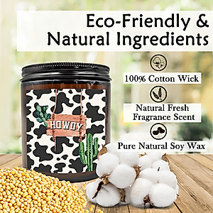 HIWX Lavender Scented Candle, Howdy Western Candle, 8oz Jar, Soy Wax, Smokeless, Long-time Burning, Indoor Use, Cowgirls Gifts, Unisex