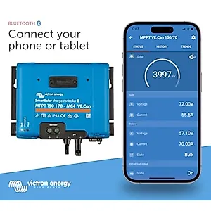 Victron Energy SmartSolar MPPT MC4 VE.Can 150V 70 amp 12/24/36/48-Volt Solar Charge Controller (Bluetooth)