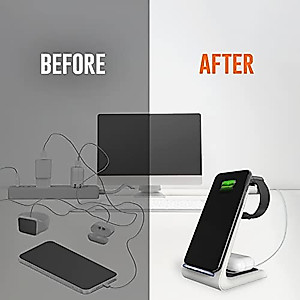 STM ChargeTree - Multi-Device Wireless Charging Station for iPhone/Samsung/Android, AirPods, Apple Watch - Qi Certified Charging Stand - White (stm-931-283Z-01)