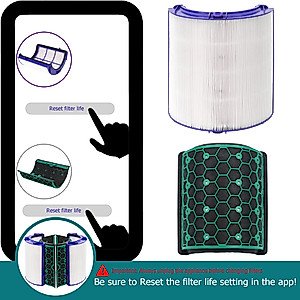 Vypart TP04 Filter Replacement fit For Filter,Replacement H13 Hepa Filter fit for TP04,HP04,DP04 Pure Cool Tower Series,1Pack Hepa Air Purifying Filter Set&1Pack Activated Carbon Pre-Filter Set