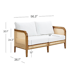 Nathan James Twila Bohemian Outdoor Loveseat, Rattan Patio Sofa with Solid Wood Frame, Light Acacia