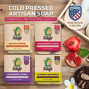 Natural Bar Soap for Women - Vegan Bath Soap Bars Gift Set - Handmade Cold Process Artisan Soap with Essential Oil, Aromatic All Moisturizing Wash Soaps, Fragrant Fruity Scent by Age of Sage (4 Pack)