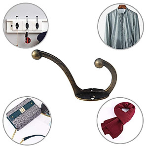 Heavy Duty Coat Hooks 10 Pack Wall Mounted Hooks Metal Hooks Dual Robe Hook Rustic Hooks Heavy Duty Dual Retro Double Hooks Coat Hanger and Screws for Coat/Backpack/Bag/Towel/Key/Cap