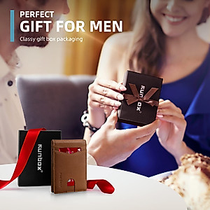 RUNBOX Wallet for Men,Mens Wallet,Slim Leather Bifold,RFID Blocking 8 Slots Gift Box