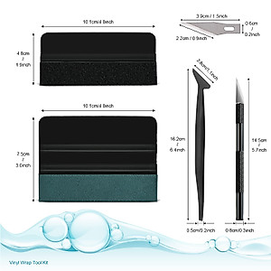 NEWISHTOOL Car Window Tint Installation Kit - Vinyl Wrap Tools With Felt Squeegee, Micro Squeegee, Razor Blade Knife