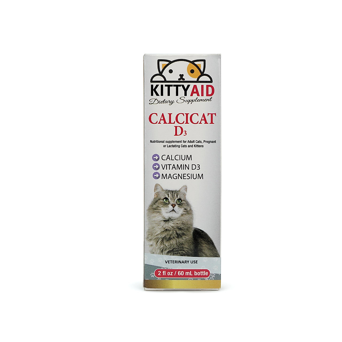 Calcicat D3 Dietary Supplement by Interfarma Corp | Healthy Bones in Cats, & Joint Support Supplement for Cats | with Calcio, Vitamin D3, & Magnesium sulfate | Orange Flavor, Pediatric Drop.