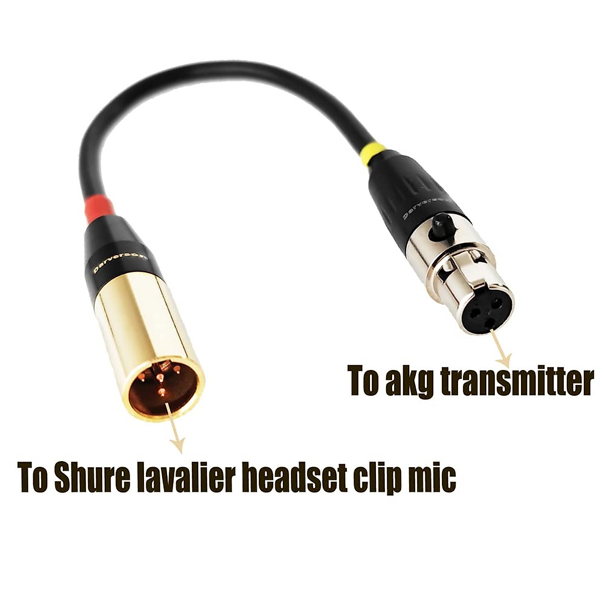 Darverson TA4F 4 pin to 3 pin Mini XLR Cable for Shure akg Pocket Transmitter Instrument Cord convertor Adapter (059874520)