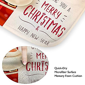 Christmas Shower Curtain Set 4PC with Christmas Shower Curtain with Toilet Lid Cover and Bath Mat, Santa Claus with Big Signboard Christmas Bathroom Set Winter Holiday Home Decor