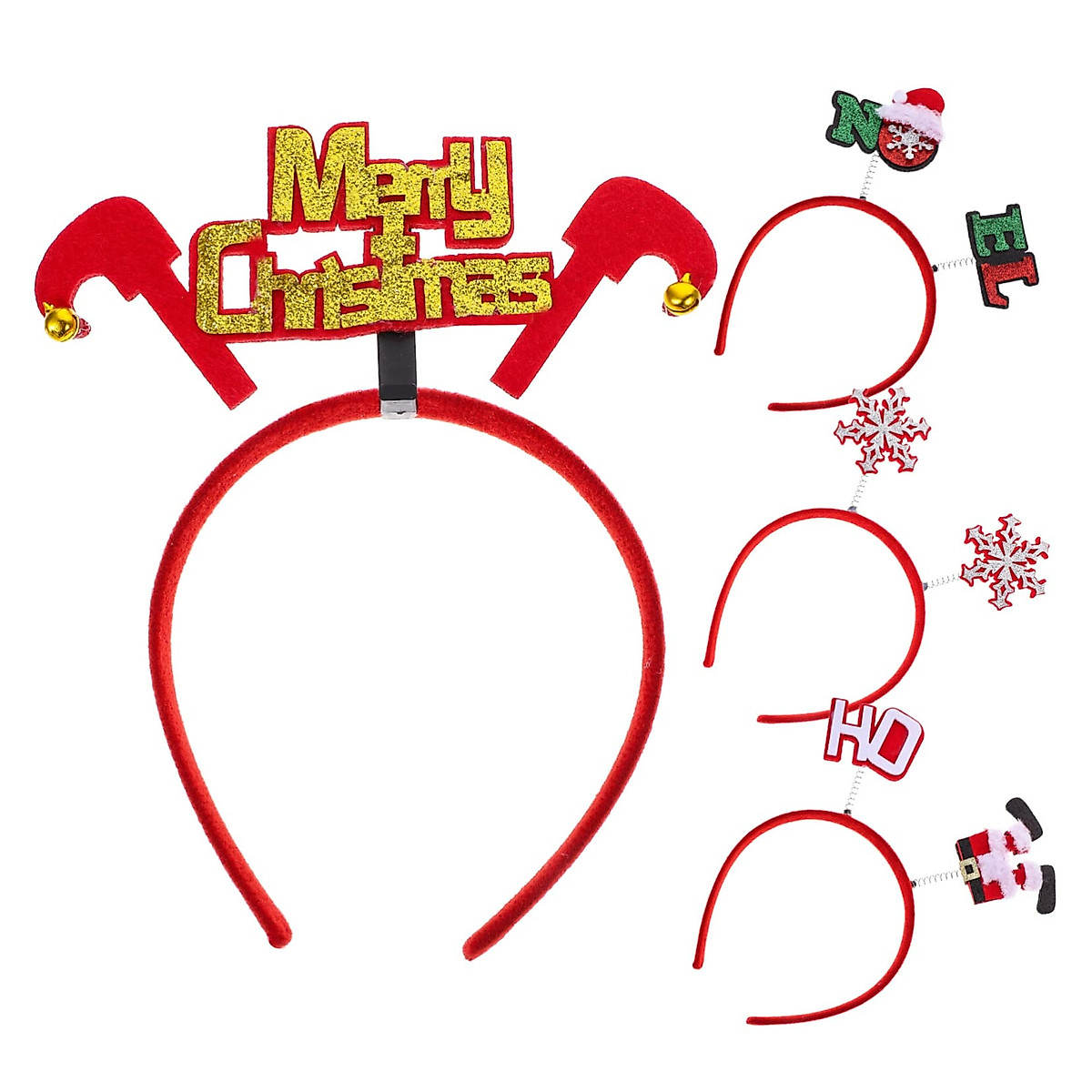NOLITOY Christmas Themed Headbands Xmas Party Headwear 4 Pack Felt Headbands for Boys and Girls Adults