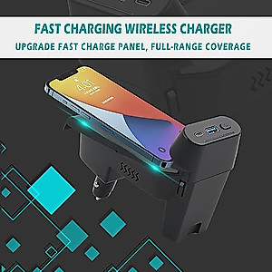Wireless Phone Charging Plate, Vehicle Inner Central Box Charger Accessory with USB Port, Compatible with Volvo XC90 XC60 S90 S60 V90 V60, Plug & Play Easy Installation