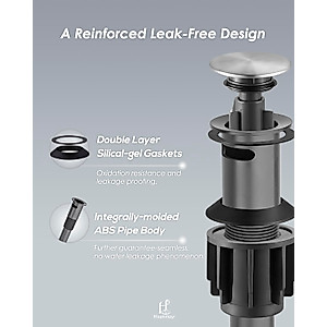 Vessel Sink Drain Brushed Nickel,Bathroom Pop up Drain with Anti-Clogging Drain Strainer,Sink Drain Assembly with Overflow,Fits Standard American Drai