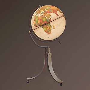 Waypoint Geographic Emily Globe, 20” Illuminated Decorative Globe, Floor-Standing World Globe For Library or Office Decor, Antique