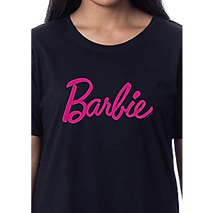 INTIMO Barbie Womens' Classic Title Logo Icon Nightgown Sleep Pajama Shirt (XXX-Large) Black