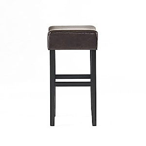 Christopher Knight Home Portman Leather Backless Barstools, 2-Pcs Set, Brown