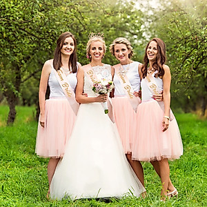 Fontien Bride to Be Bachelorette Party Supplies, 16pcs Bachelorette Party Decorations Kit Bride to Be Sash Veil Tiara Tattoos for Bridal Shower Wedding Decorations, Rose Gold