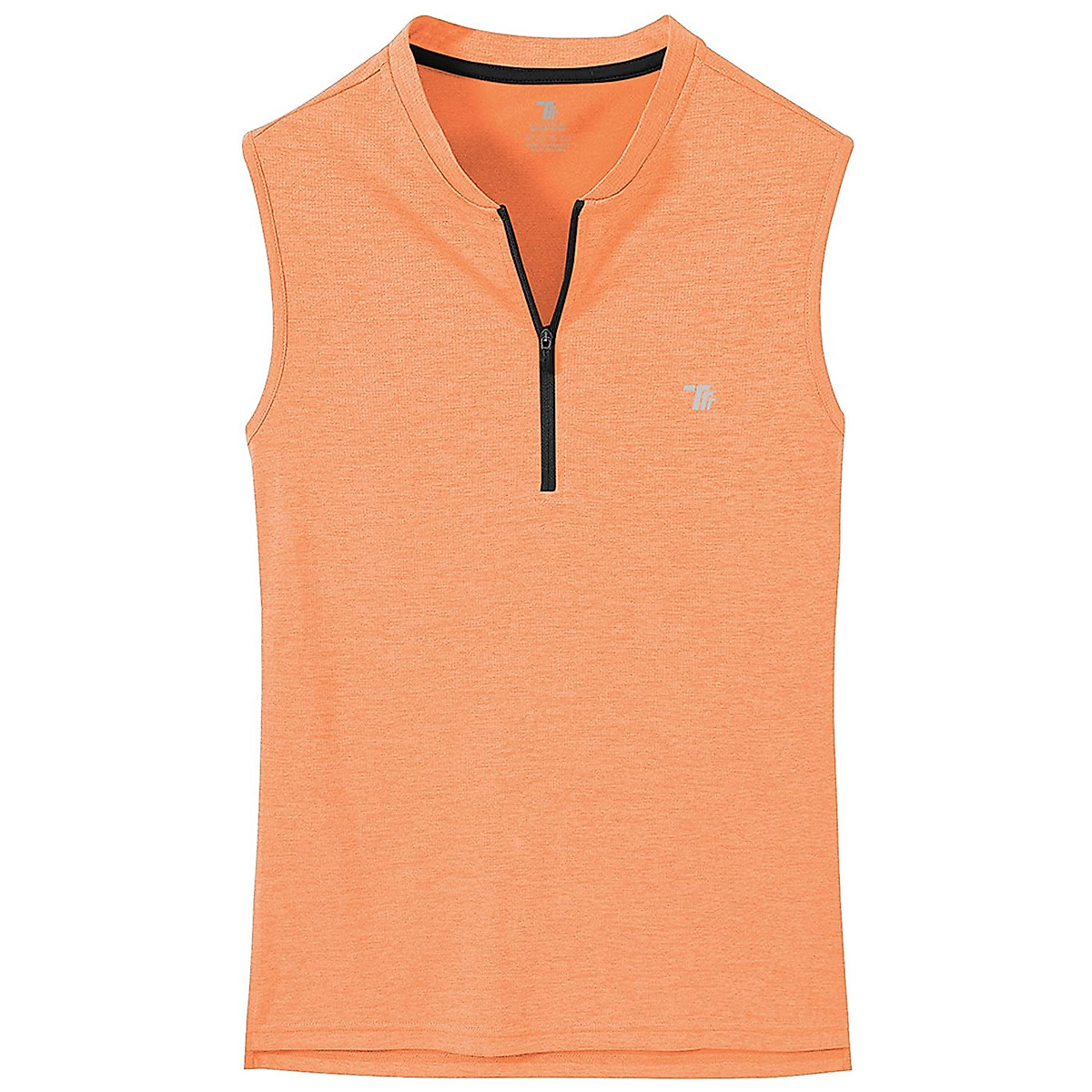 BGOWATU Women's Golf Polo Shirts Sleeveless Zip Up Collarless UPF 50+ Tennis T-Shirt Lightweight Quick Dry Light Orange M