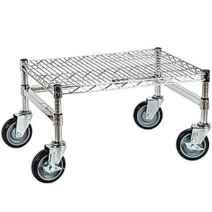 18 inch. x 24 inch. x 14 inch. Chrome Mobile Dunnage Rack Kit with Tubular Frame - 600 lb. Heavy Duty Shelving Organizer. Garage Organization Shelf Metal Adjustable Shelves Storage Rack with Wheels