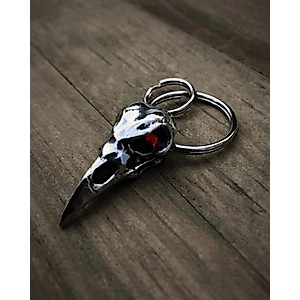 Bravo Bells Raven Skull Diamond Keychain - Pewter Keychain for Bikers - Made in The USA