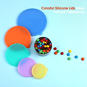 fruui Stainless Steel Containers with Lids, 3 Pack Reusable Snack Containers, 18/8 Stainless Steel Lunch Box Containers, Leakproof, Premium Silicone, Easy Open Food Containers - 13oz, 7oz, 3oz