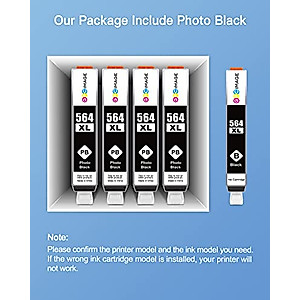 GPC Image Compatible Ink Cartridge Replacement for HP 564XL 564 XL Compatible with DeskJet 3520 3522 Officejet 4620 Photosmart 5520 6510 7520 7525 Printer (4 Photo Black)