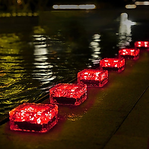 keeda Solar Brick Lights Waterproof Solar Path Ice Cube Lights Outdoor LED Decorative Ice Block Floor Tile Lights for Garden, Pathway, Patio, Walkway (Red, Pack of 1)
